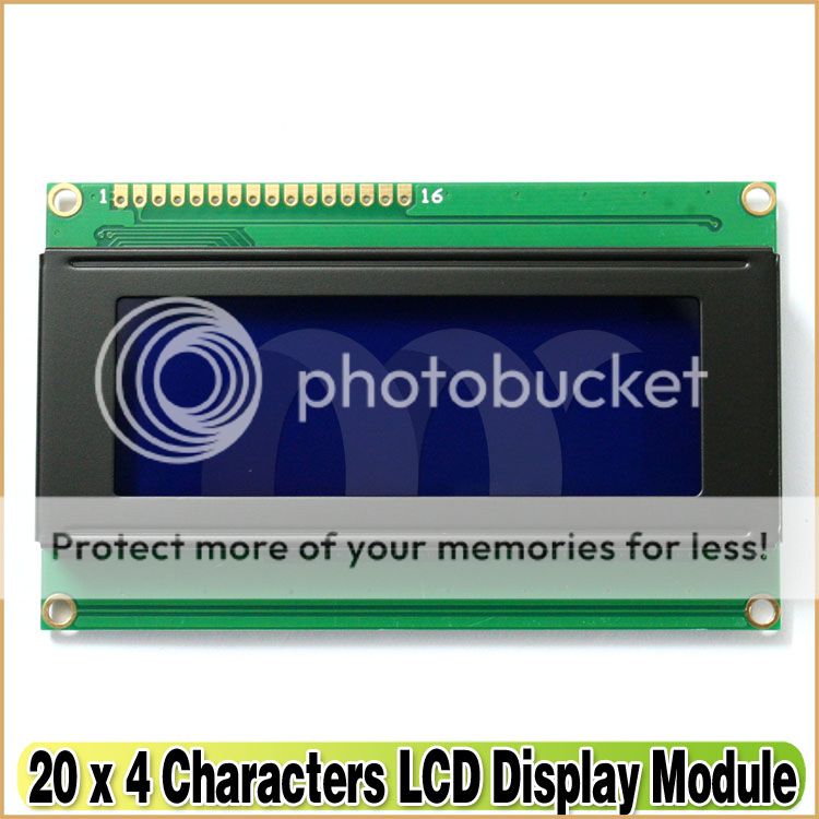 4 x 20 LCD with I2C Backpack displaying 2 rows of White Blocks